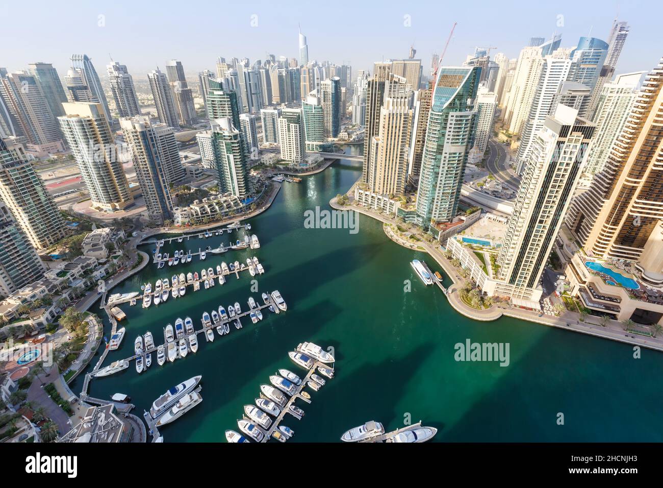 Dubai Marina and Harbour skyline architecture overview wealth luxury ...