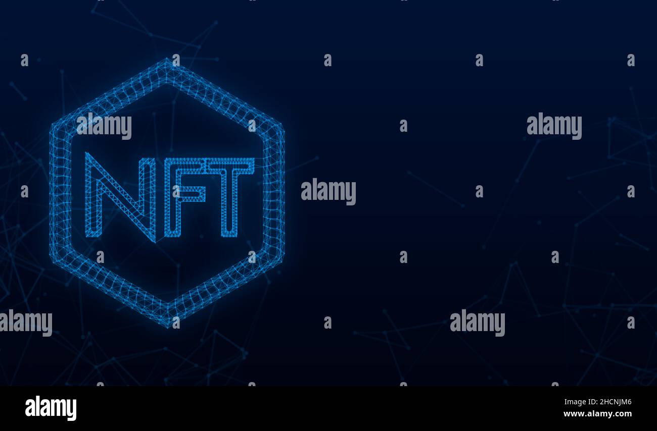 Flat illustration with nft laptop screen. Banner vector. Flat design ...
