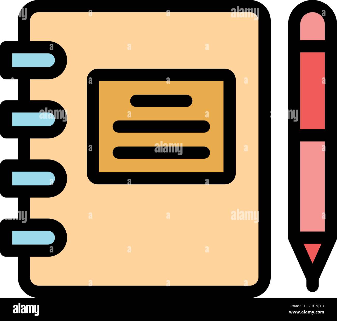School notebook icon. Outline school notebook vector icon color flat ...