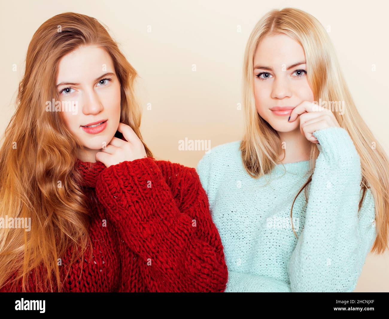 best friends teenage girls together having fun, posing emotional on ...