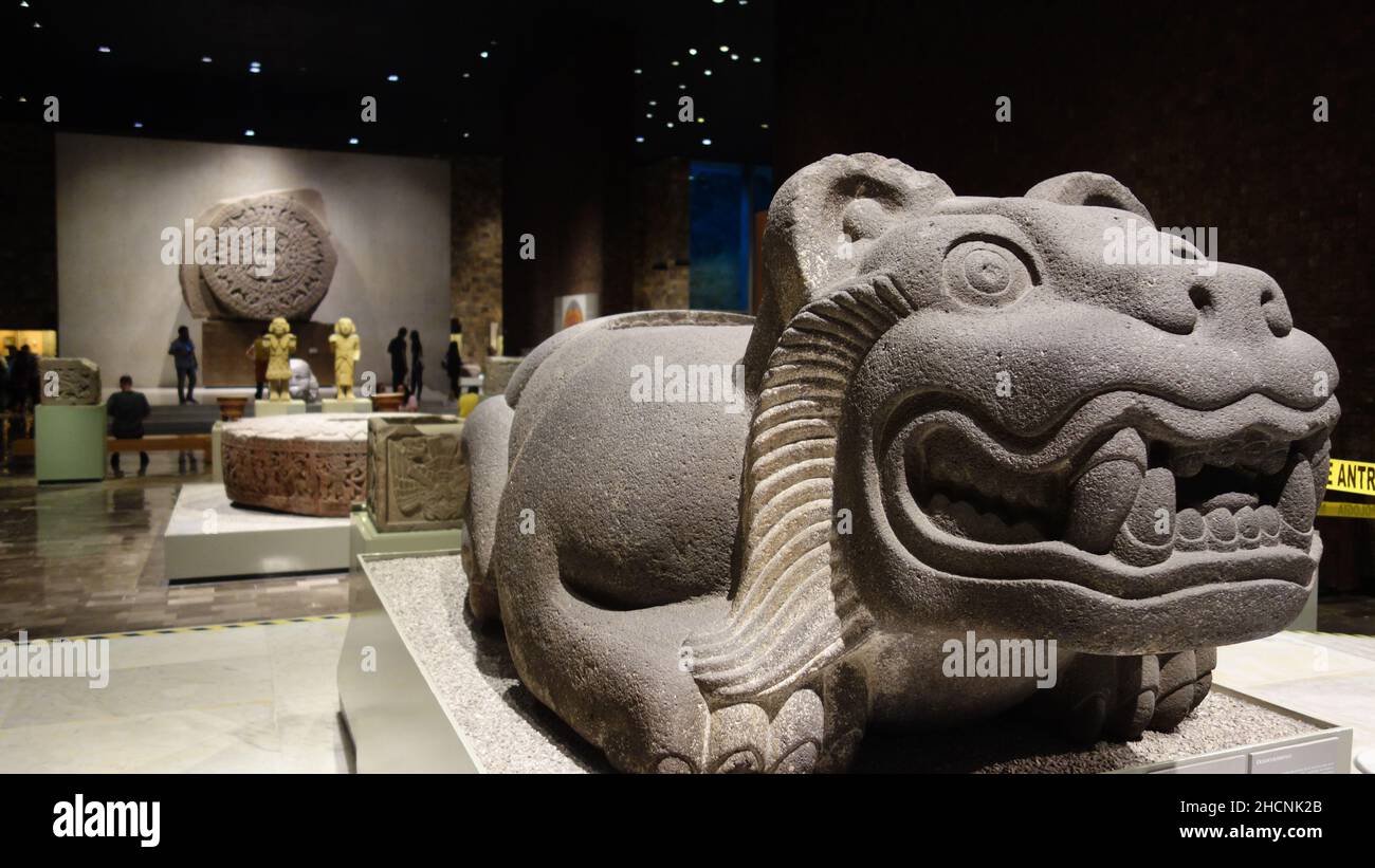 Anthropology National Museum Mexico, Aztec Room. Ocelocuauhxhicalli to ...