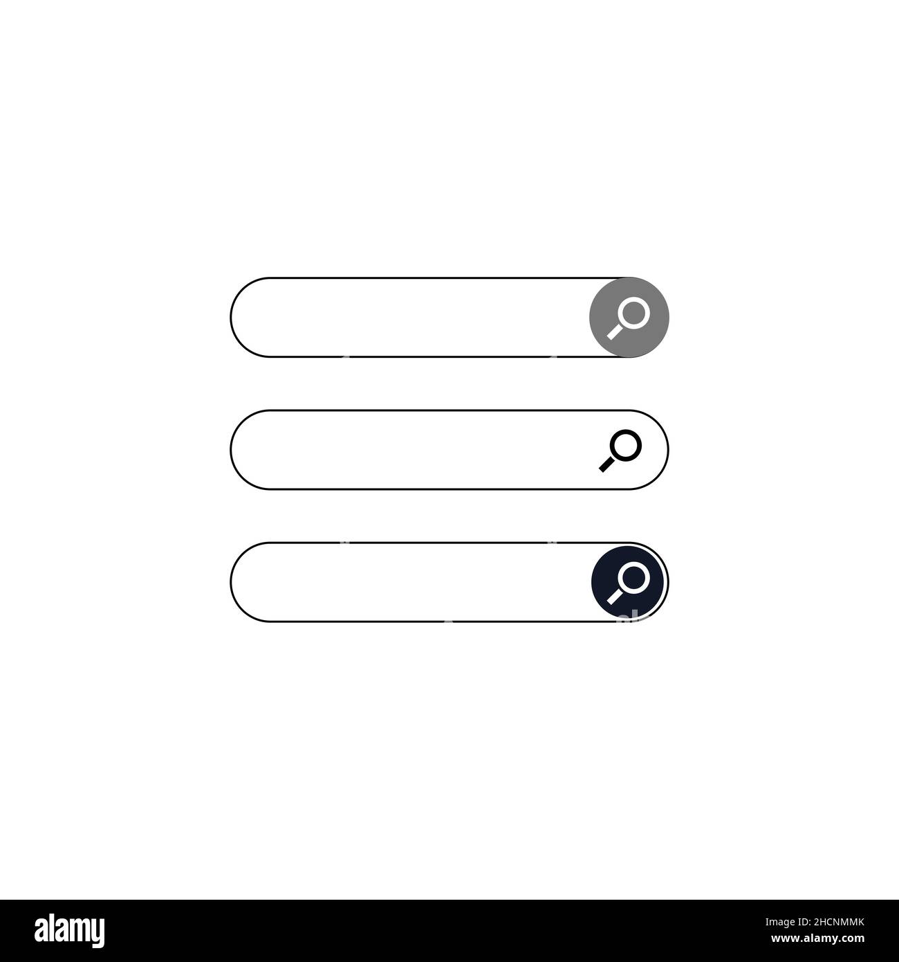 Search bar with icon, without placeholder. HTML template element. User ...
