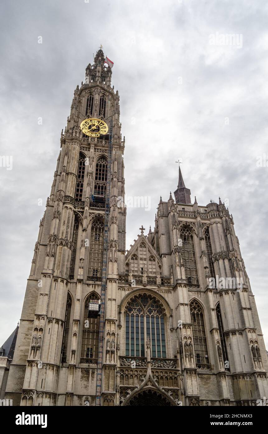 View of the Gothic Cathedral of Our Lady in Antwerp, Belgium Stock ...