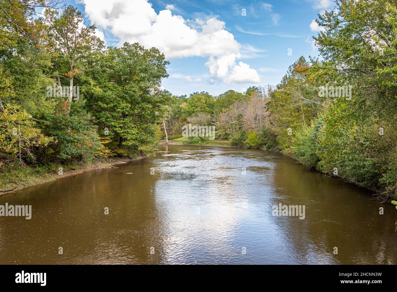The Grand River viewed from the Mechanicsville Covered Bridge during ...