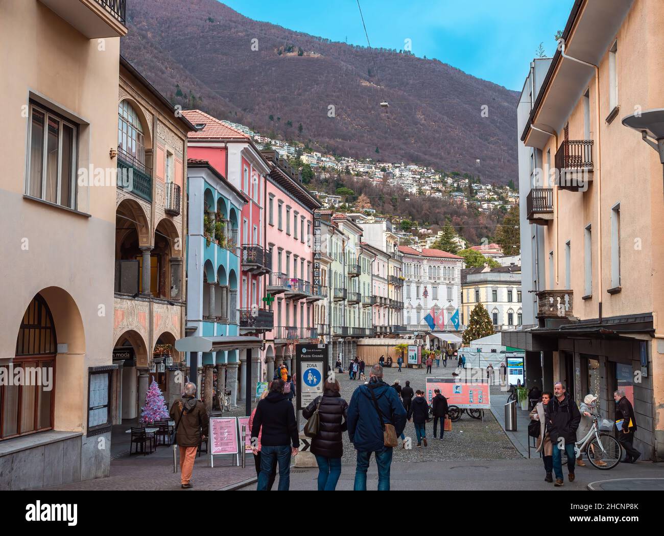 Locarno, Switzerland - December 29, 2021: Old town of Locarno, an ...