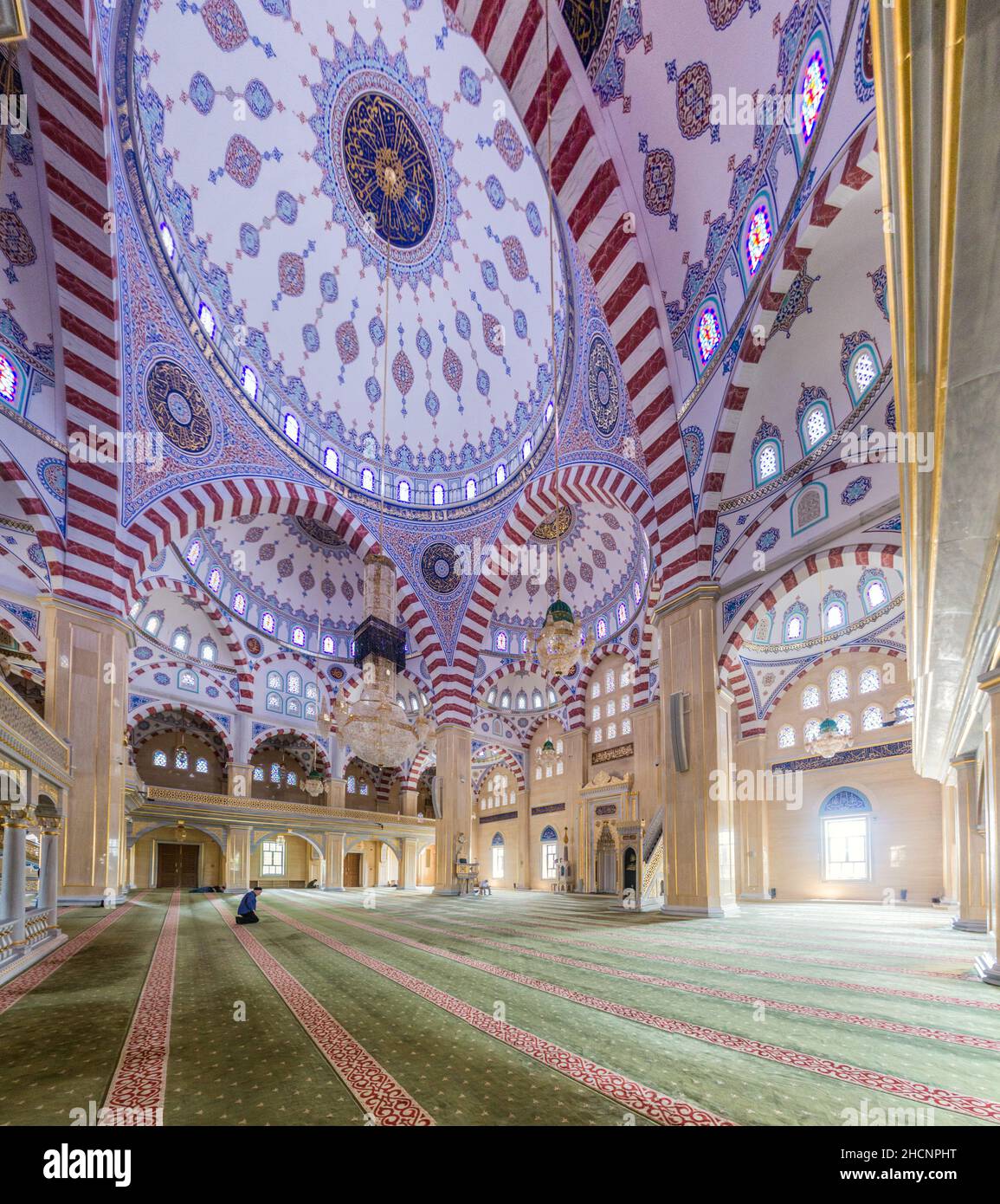 GROZNY, RUSSIA - JUNE 25, 2018: Interior of Akhmad Kadyrov Mosque ...