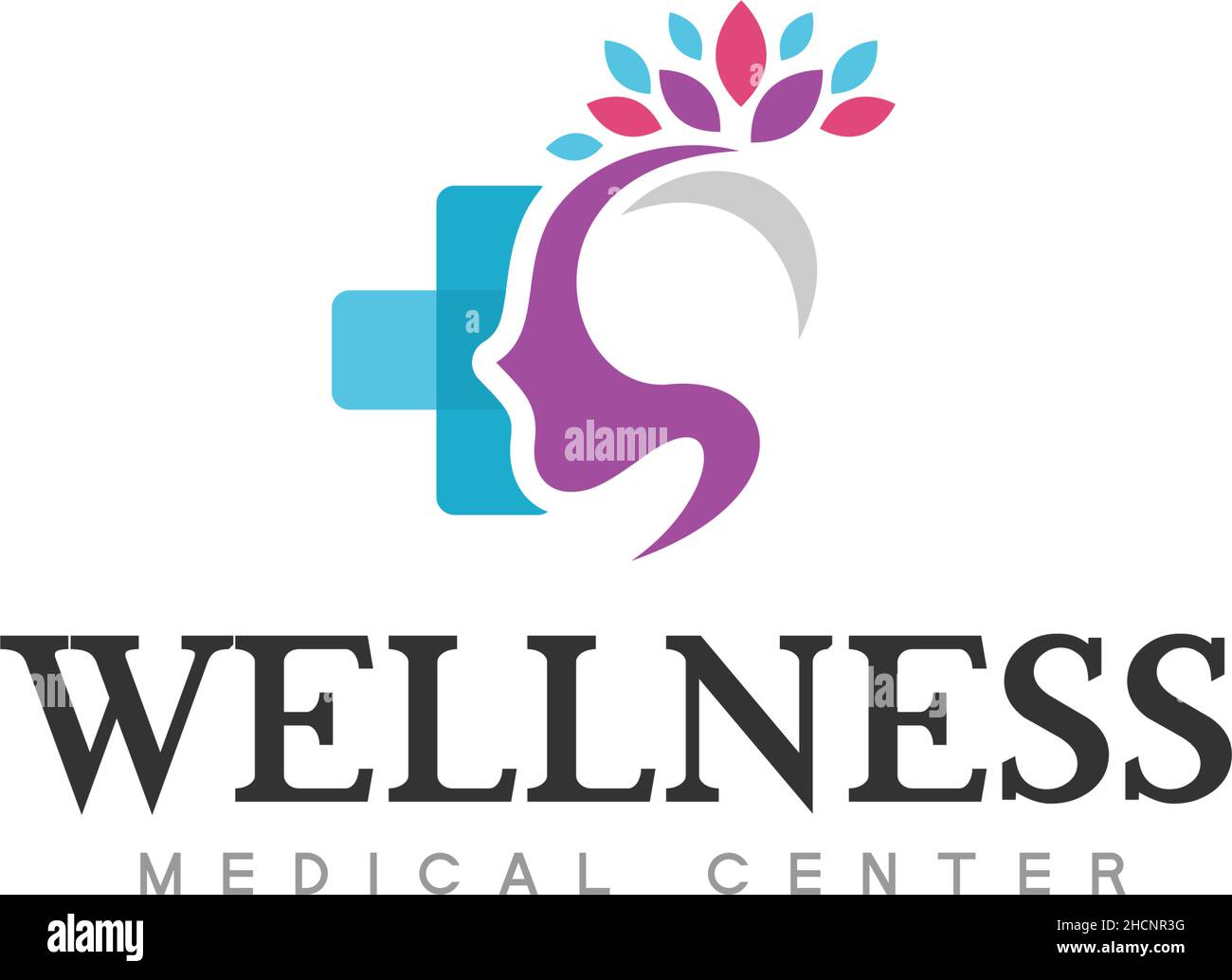 Modern colorful WELLNESS medical face logo design Stock Vector Image ...