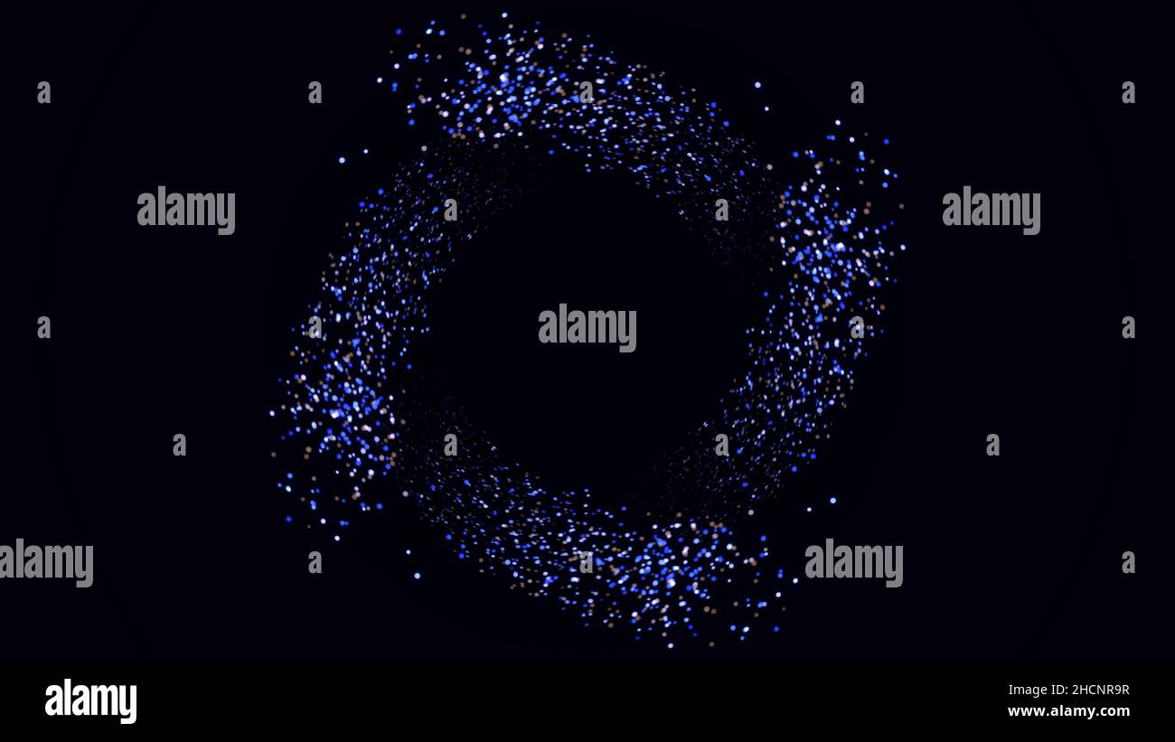 Abstract space landscape with black hole of small bright particles on ...