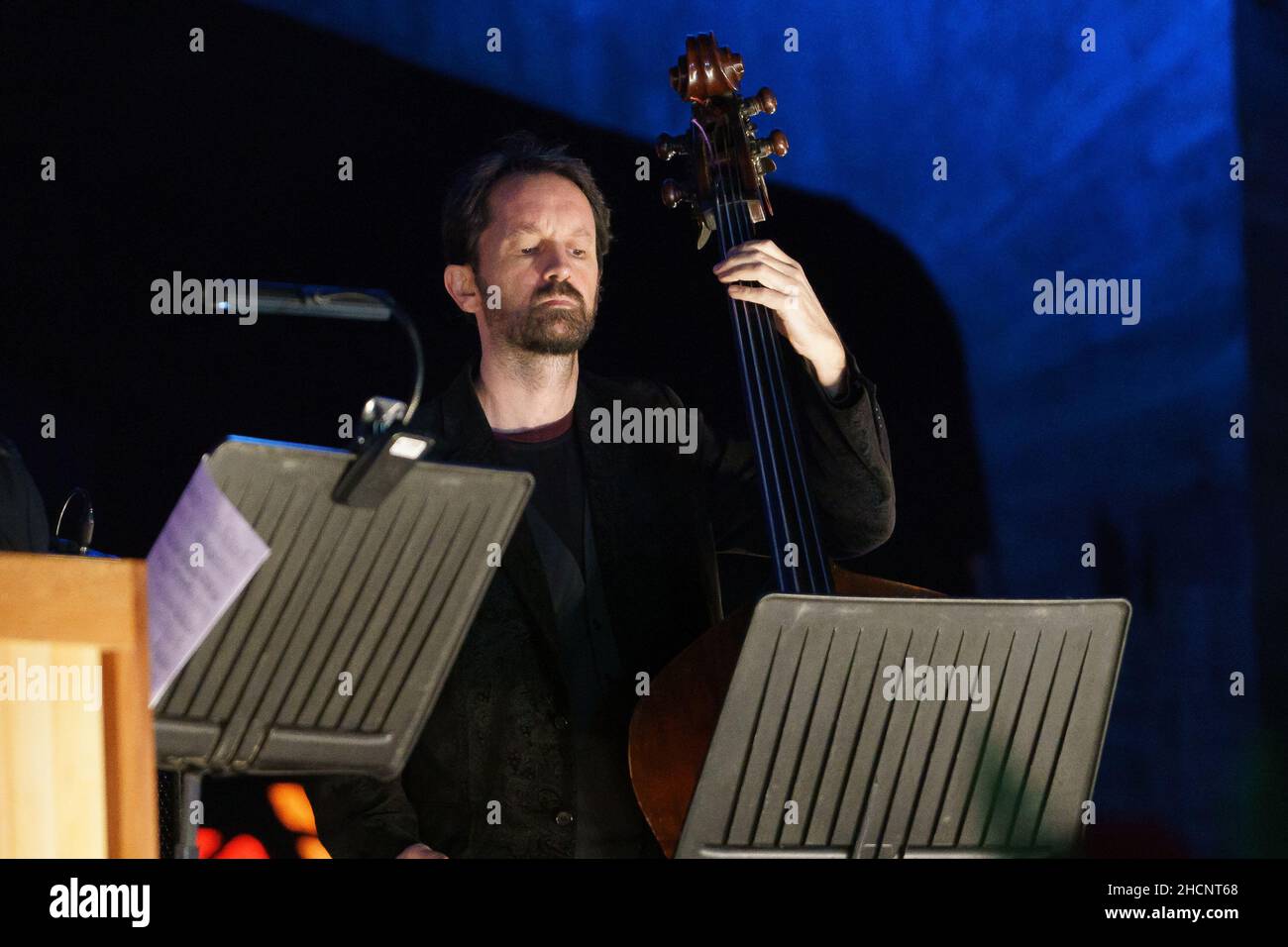 Double Bass Player Pablo Martín Caminero Performs During The Christmas