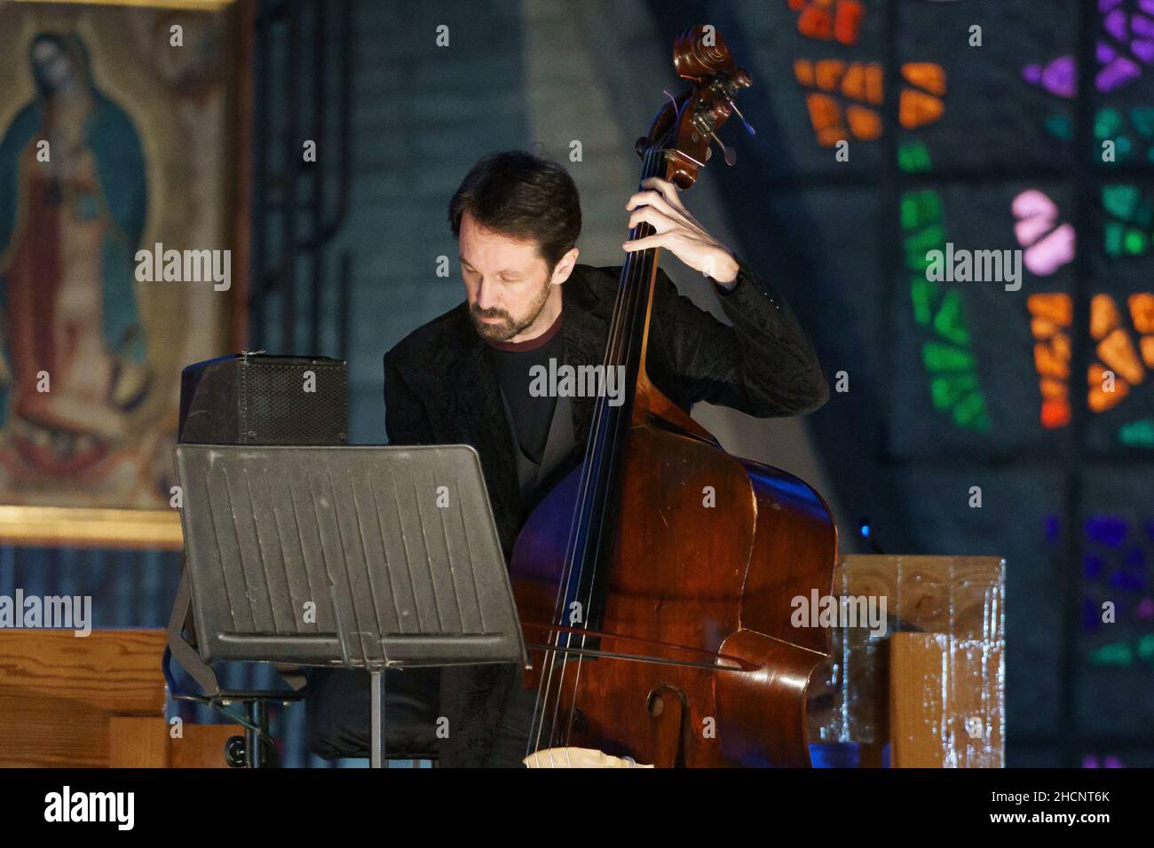 Double Bass Player Pablo Martín Caminero Performs During The Christmas