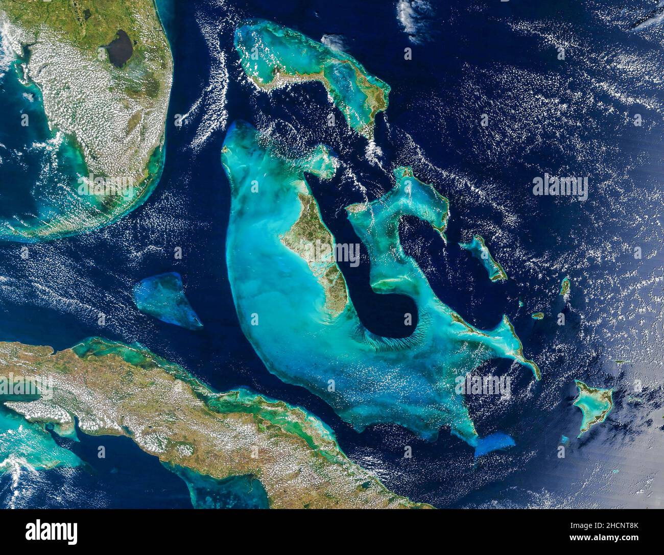 satellite image of the Great Bahama Bank, Bahama Archipelago Stock ...