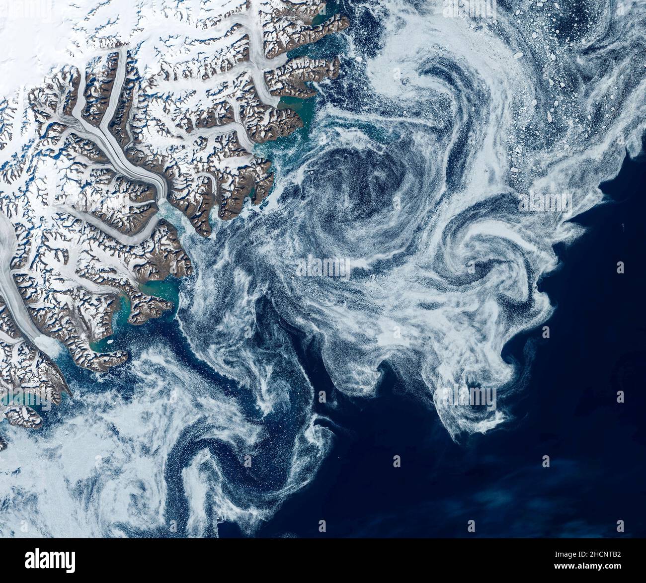 Arctic sea with Arctic remnant ice through the Fram Strait near ...