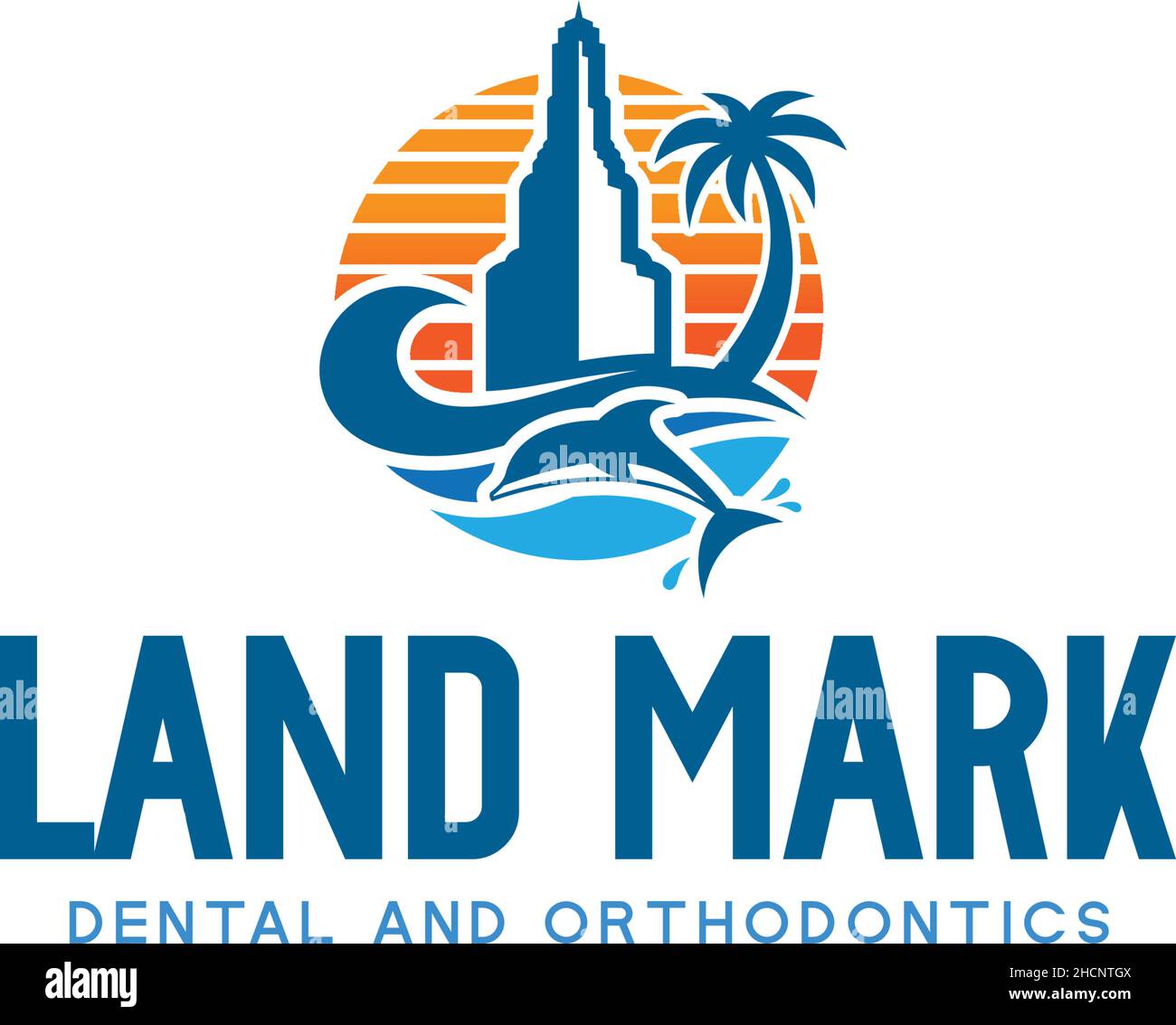 Modern colorful LAND MARK dolphin logo design Stock Vector Image & Art ...