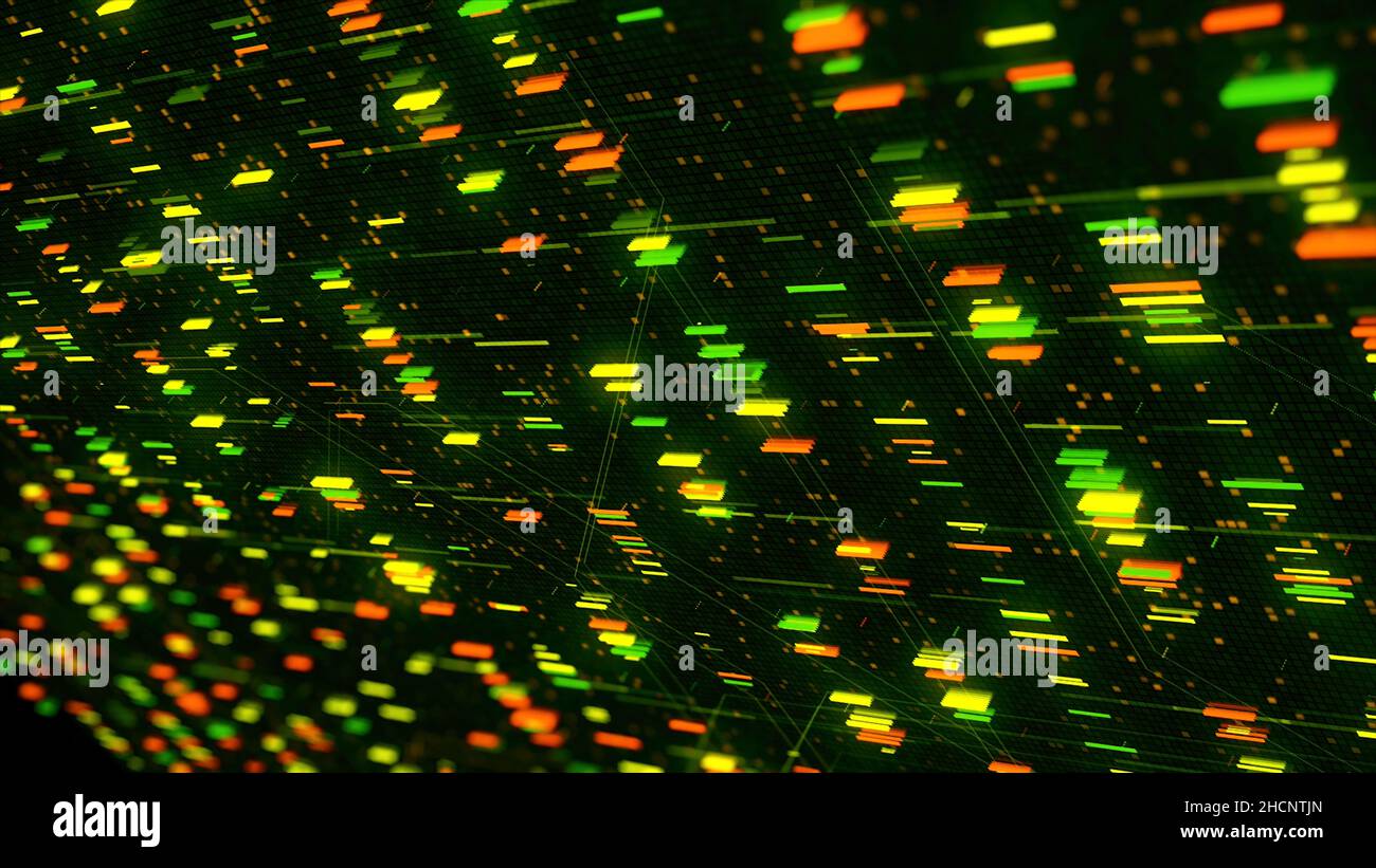 Digital data moving on black background, seamless loop. Abstract ...