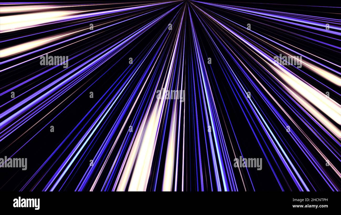Abstract glowing straight parallel lines blinking on black background ...