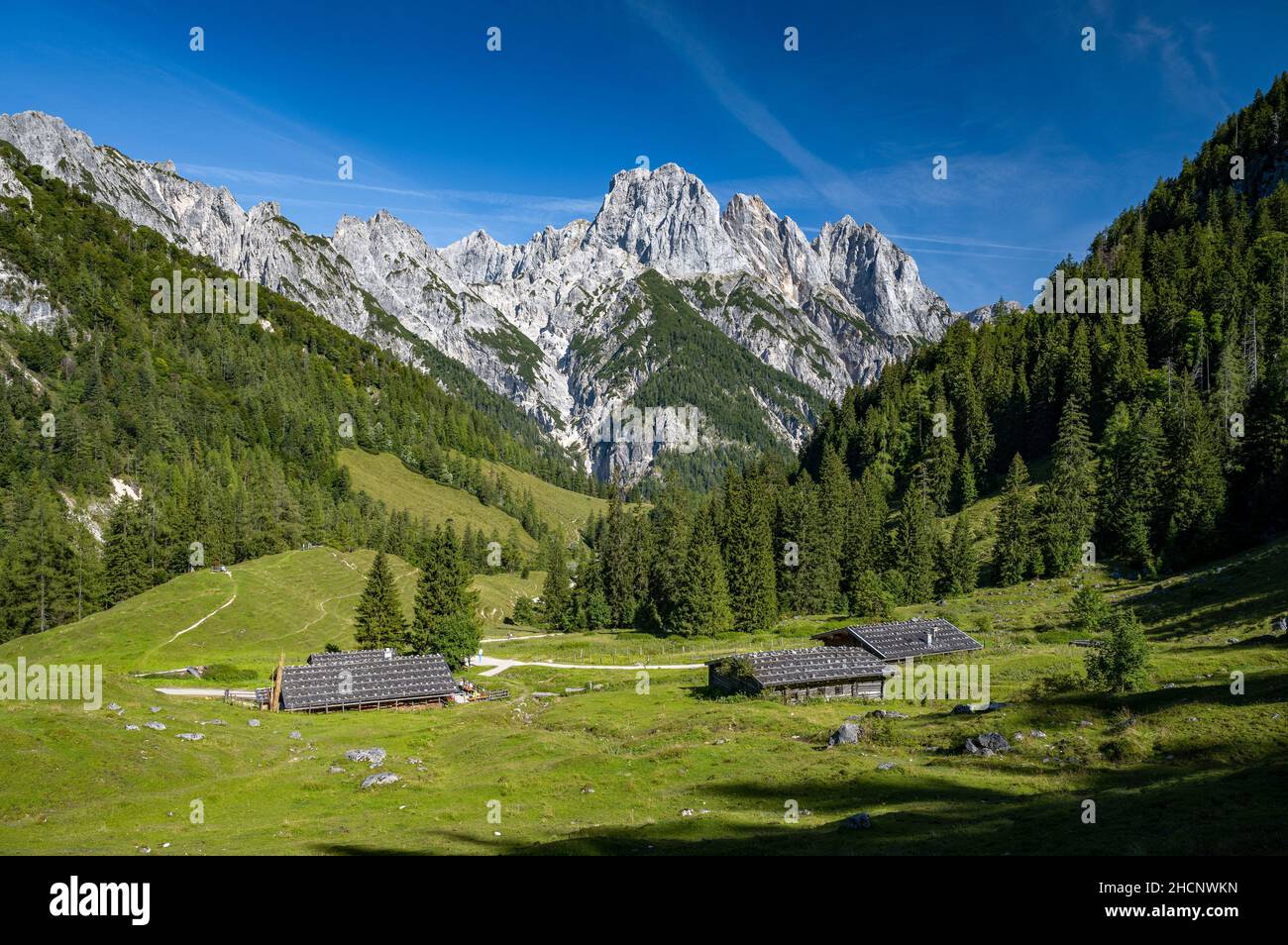 Bavarian alpine landscape in the Klausbachtal near Ramsau, Bavaria ...