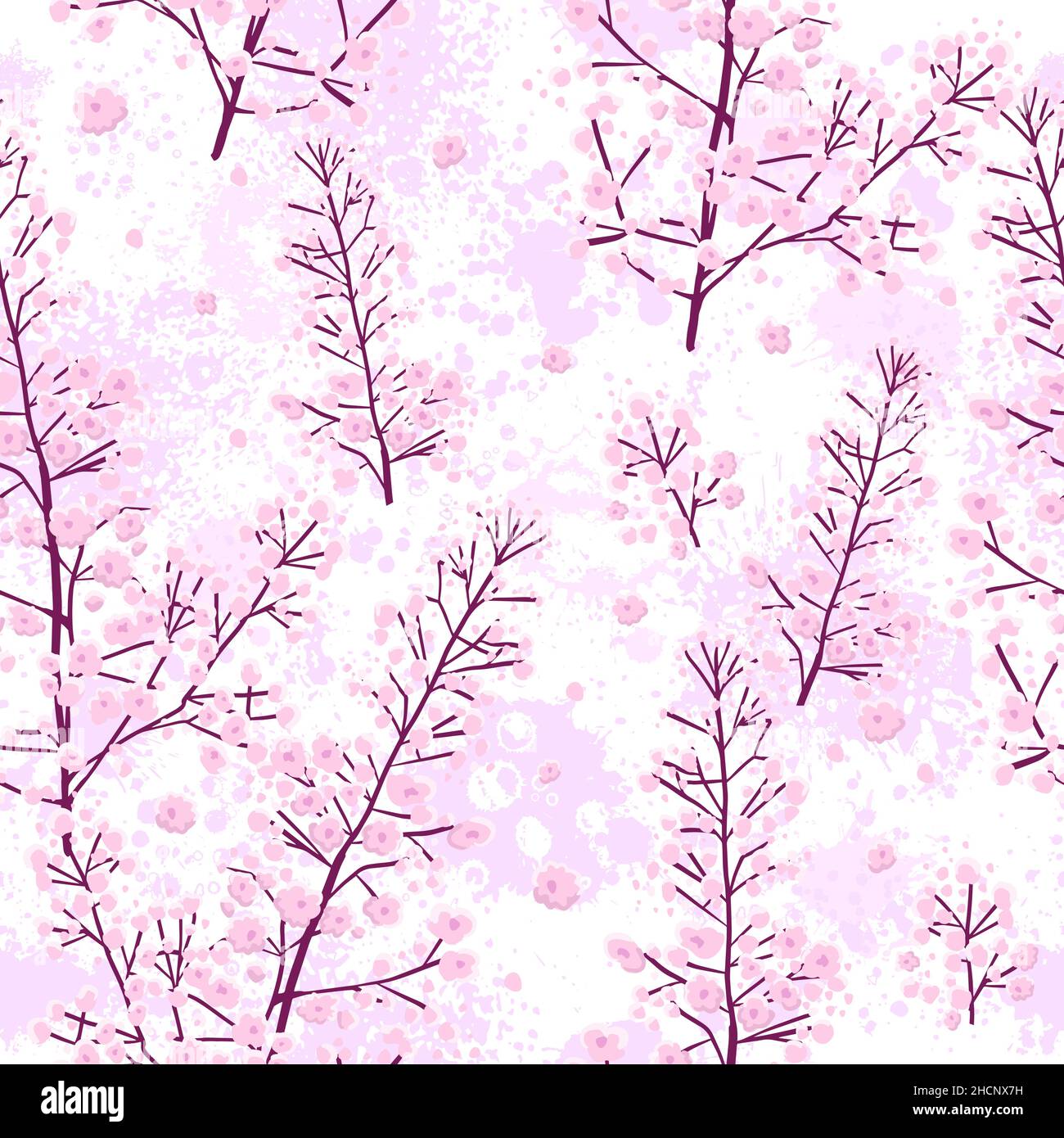 Seamless background with pink delicate Flowers. Vector illustration ...