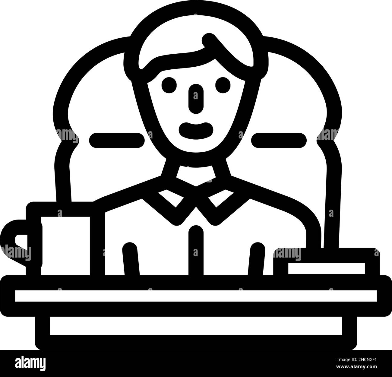 boss at office table line icon vector illustration Stock Vector Image ...