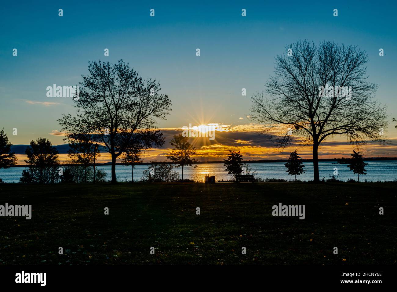 Sunrise and sunset on St. Lawrence river Stock Photo - Alamy