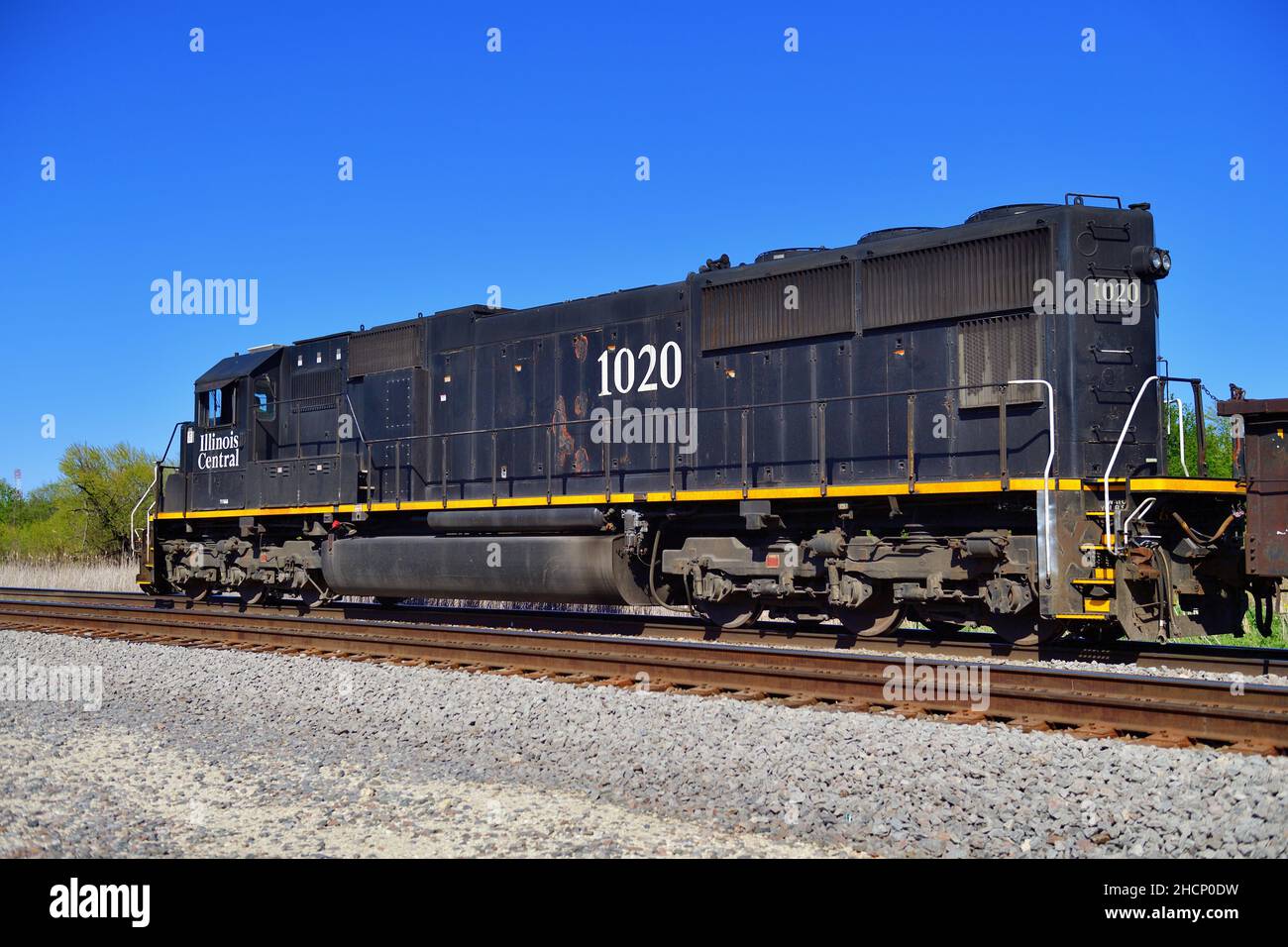 Hoffman Estates, Illinois, USA. A Canadian National Railway locomotive ...
