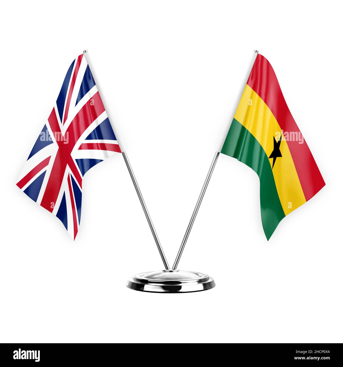 Two table flags isolated on white background 3d illustration, united ...