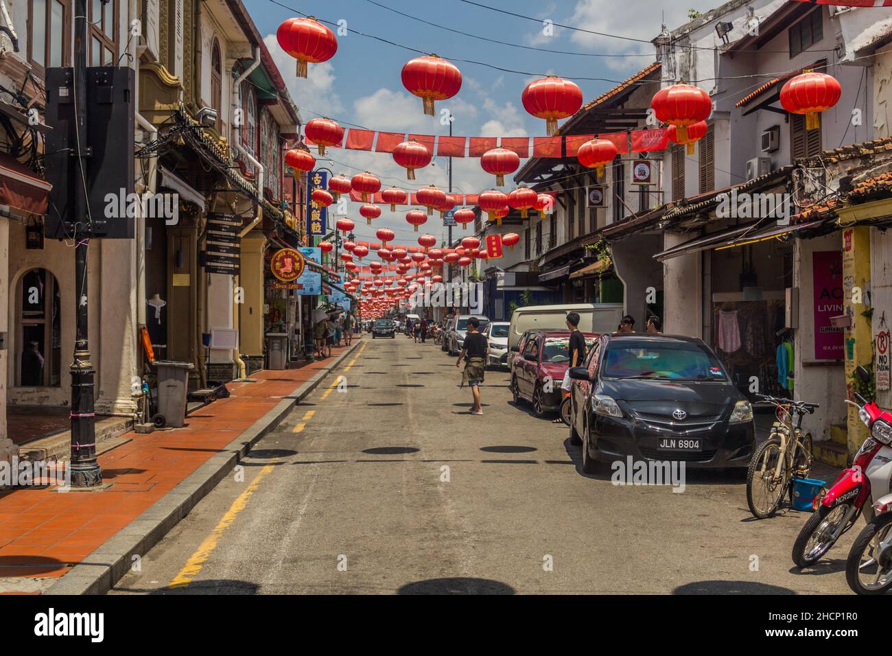 MALACCA, MALAYASIA - MARCH 19, 2018: Street in the center of Malacca ...
