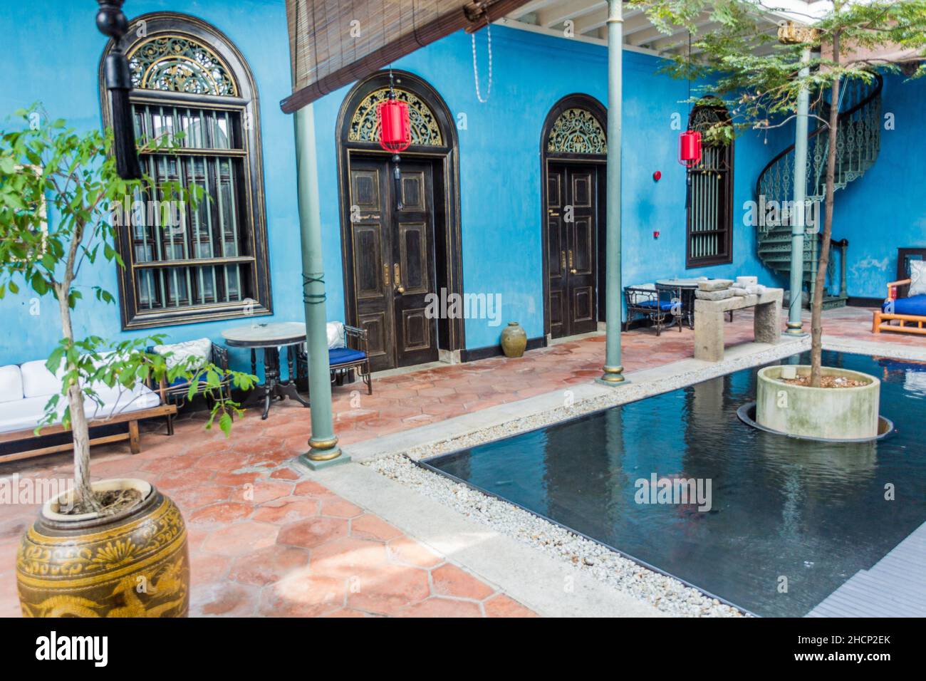 GEORGE TOWN, MALAYSIA - MARCH 20, 2018: Courtyard of the Cheong Fatt ...