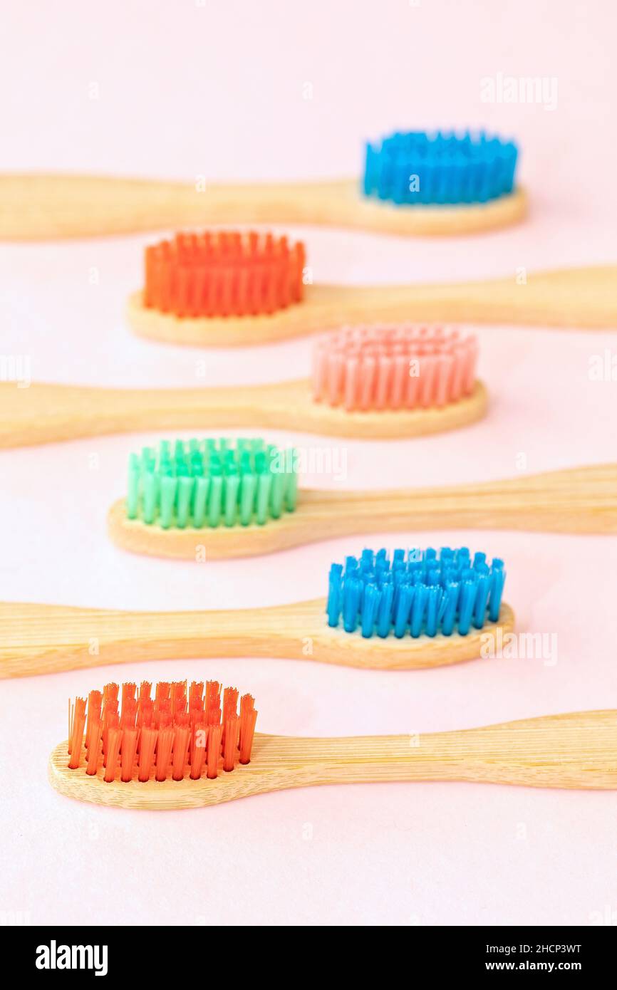 Colorful bamboo toothbrushes Stock Photo - Alamy