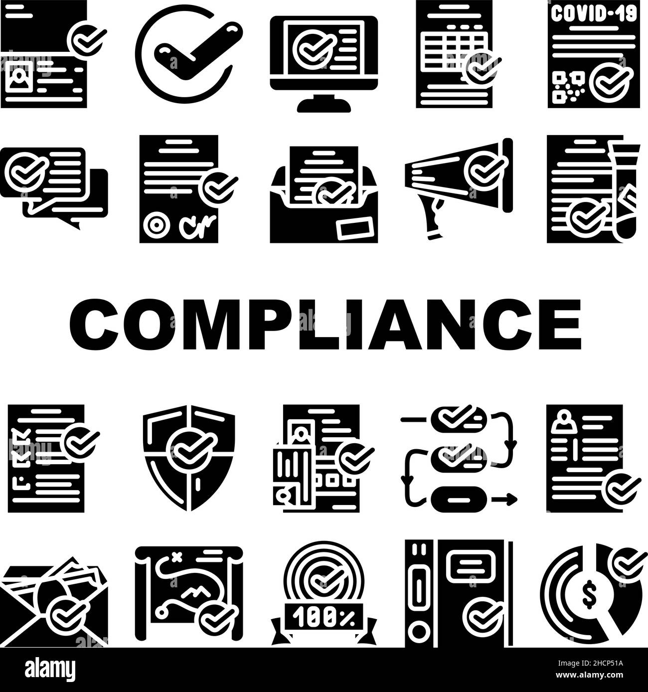 Compliance Quality Procedure Icons Set Vector Stock Vector Image & Art ...
