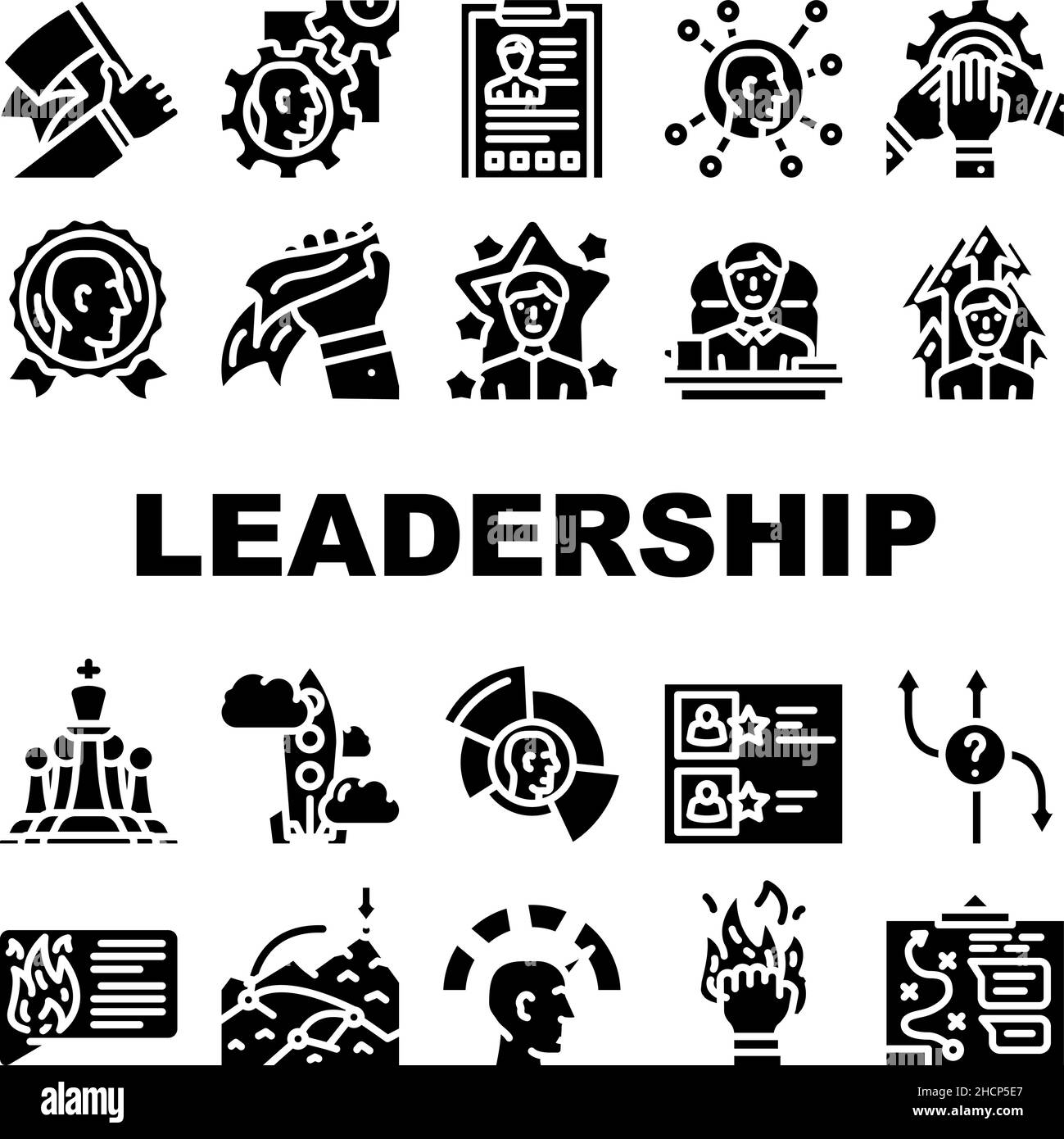 Leadership Leader Business Skill Icons Set Vector Stock Vector Image ...