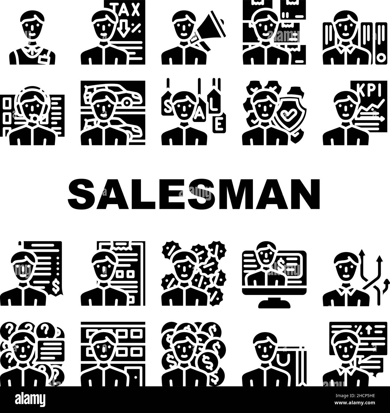 Salesman Business Occupation Icons Set Vector Stock Vector Image & Art ...