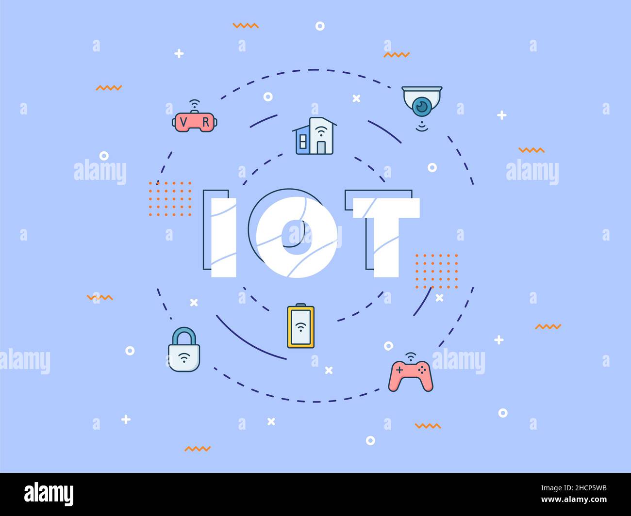 iot internet of things concept with big text on center and icon spread ...