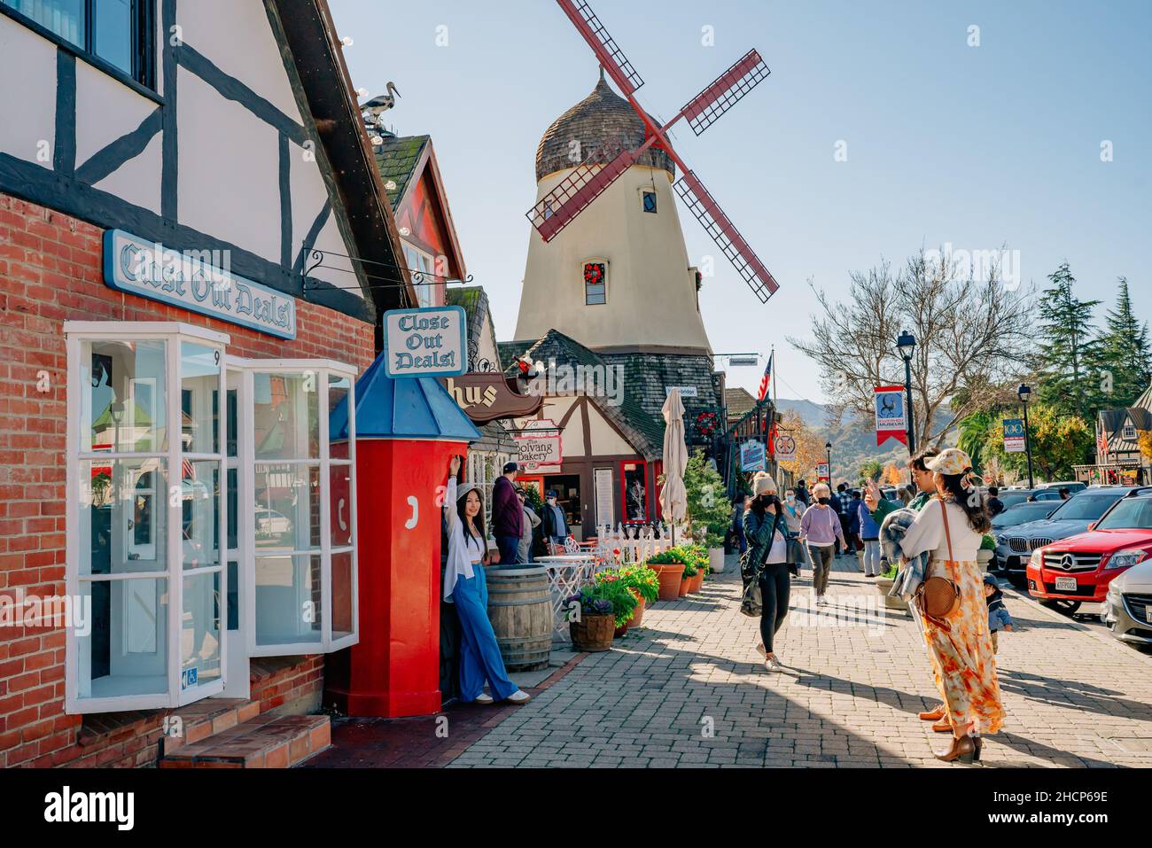 Solvang, California, USA - December 28, 2021 Windmill in Solvang, Tower ...