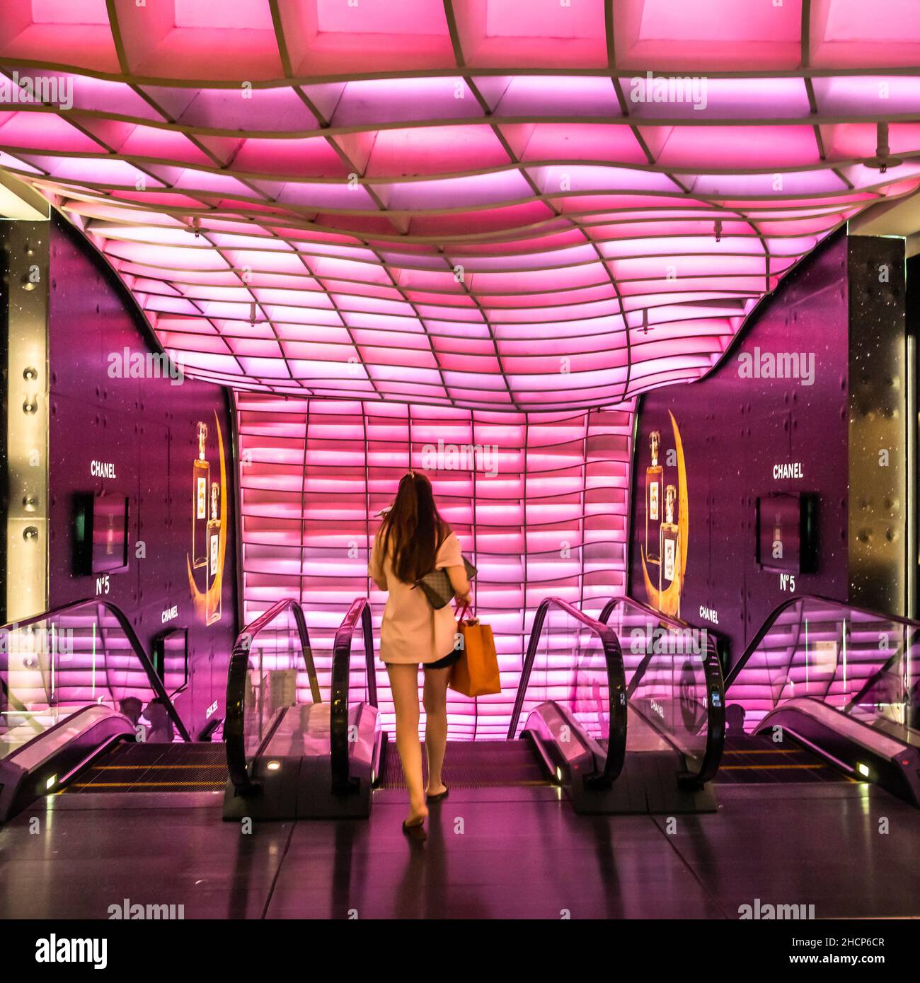 Amazing escalator from Ion Orchard with special lighting effects and ...