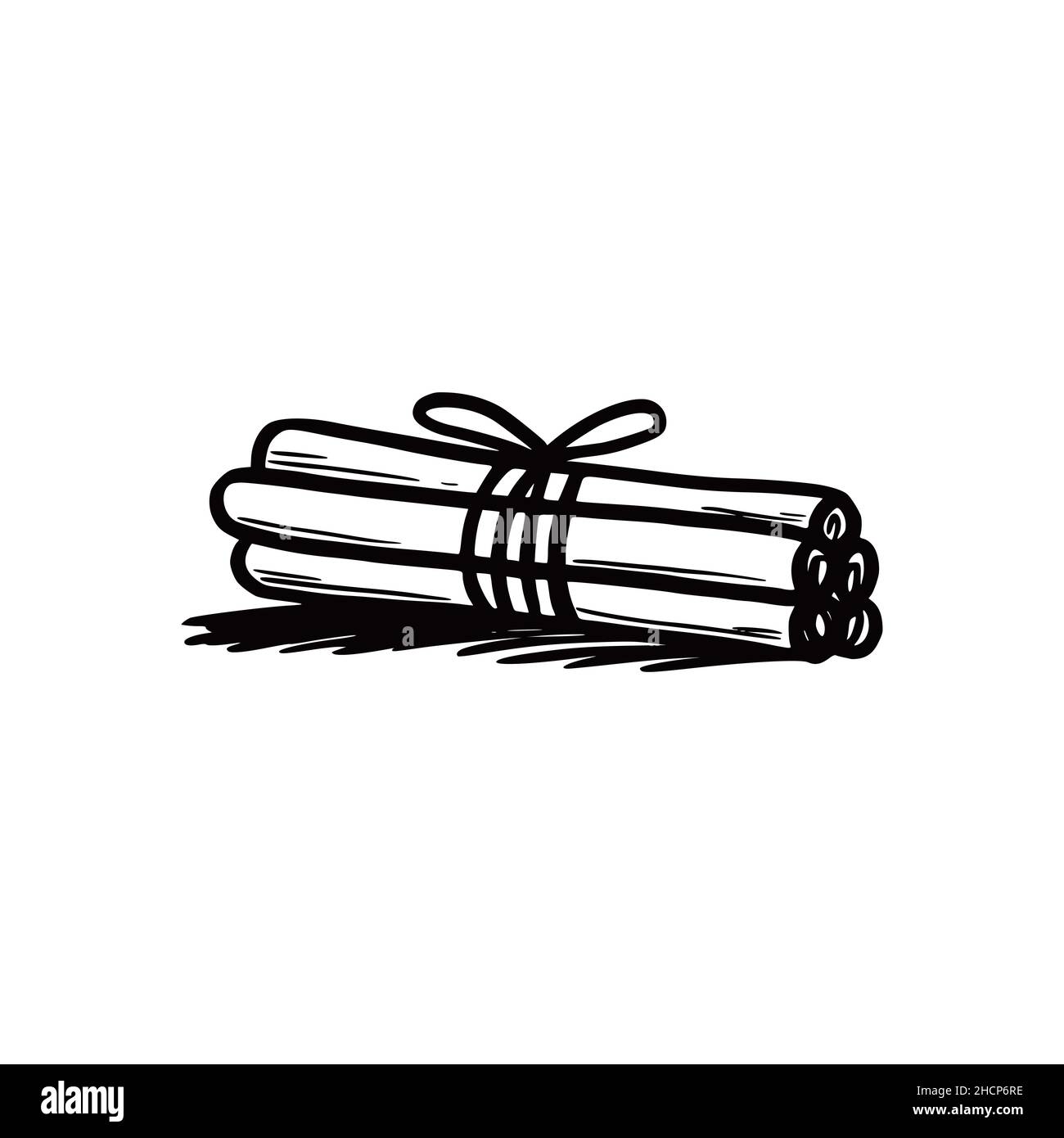 Hand drawn cinnamon stick roll. Sketch doodle style. Cinnamon isolated ... Hand drawn cinnamon stick roll. Sketch doodle style. Cinnamon isolated ...