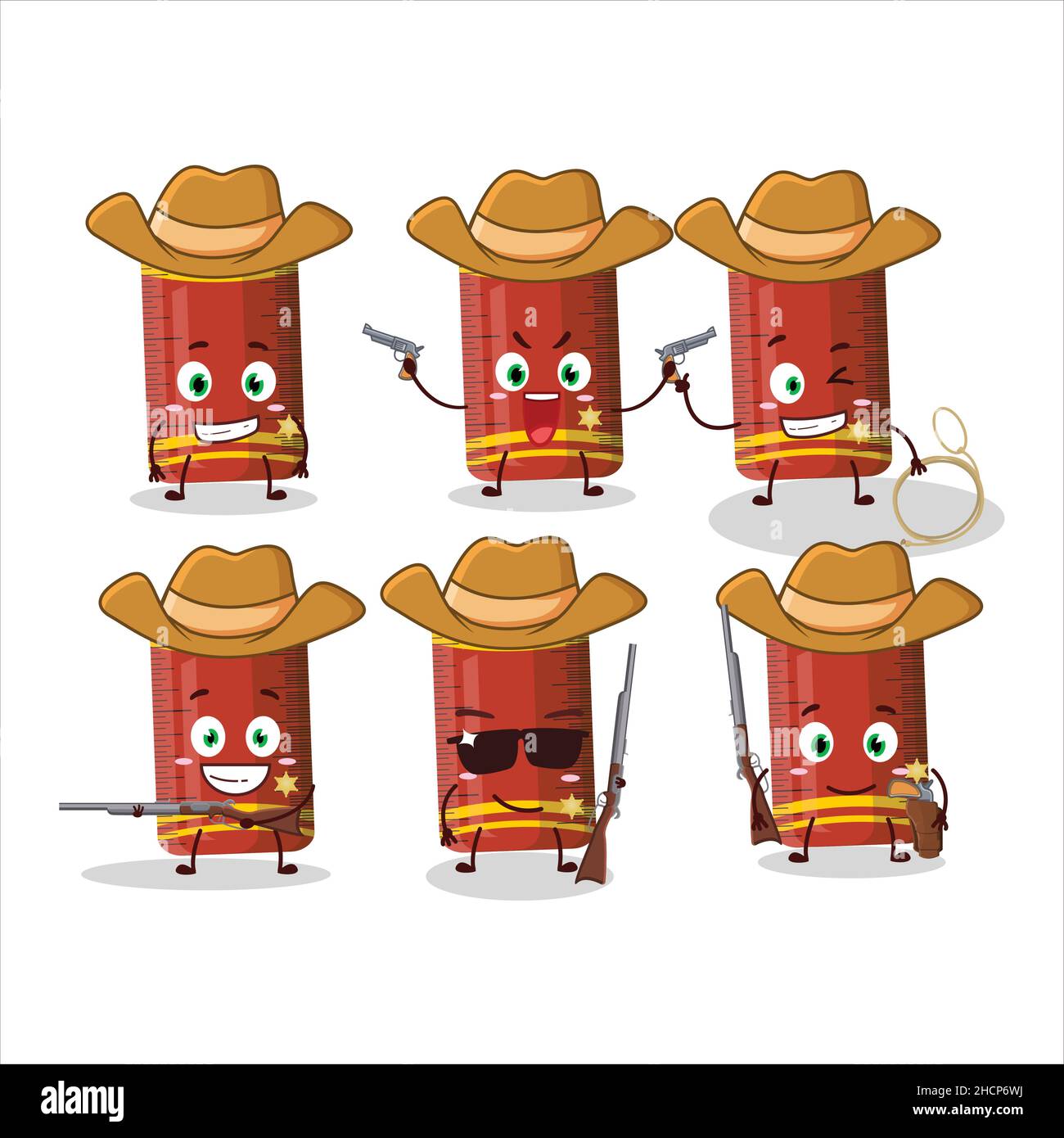 Cool cowboy red ruler cartoon character with a cute hat. Vector ...