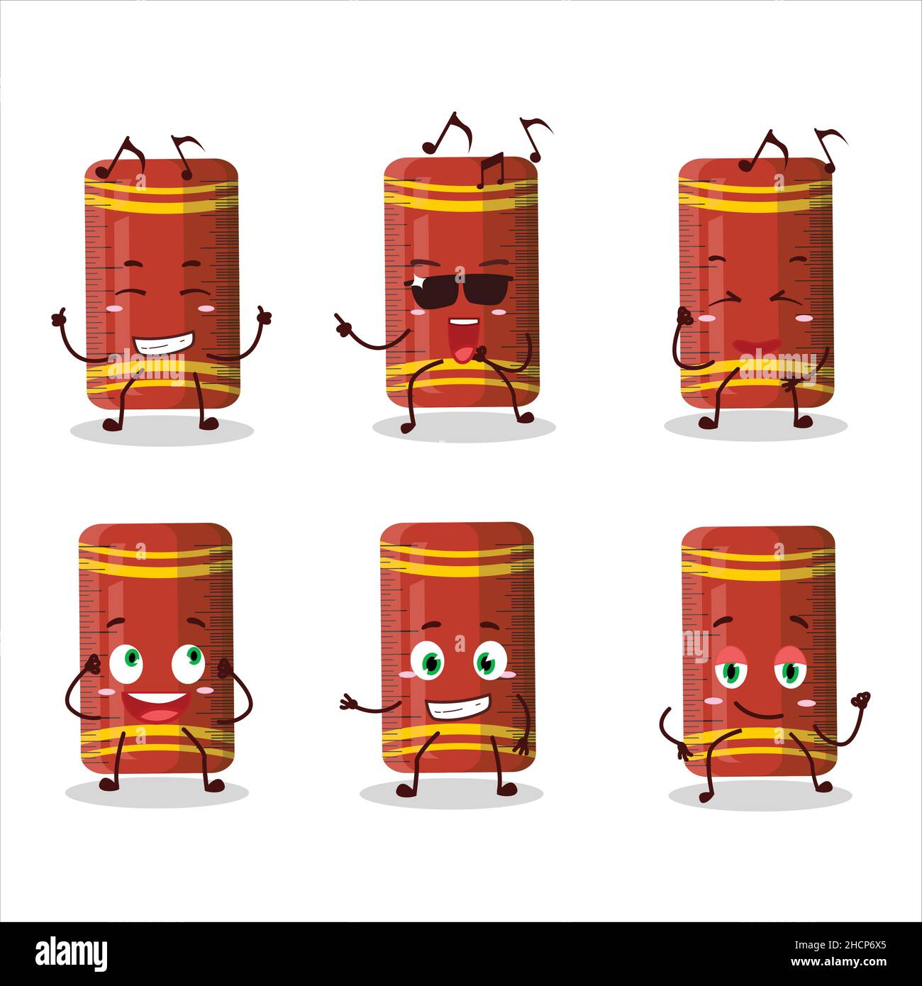 An image of red ruler dancer cartoon character enjoying the music ...