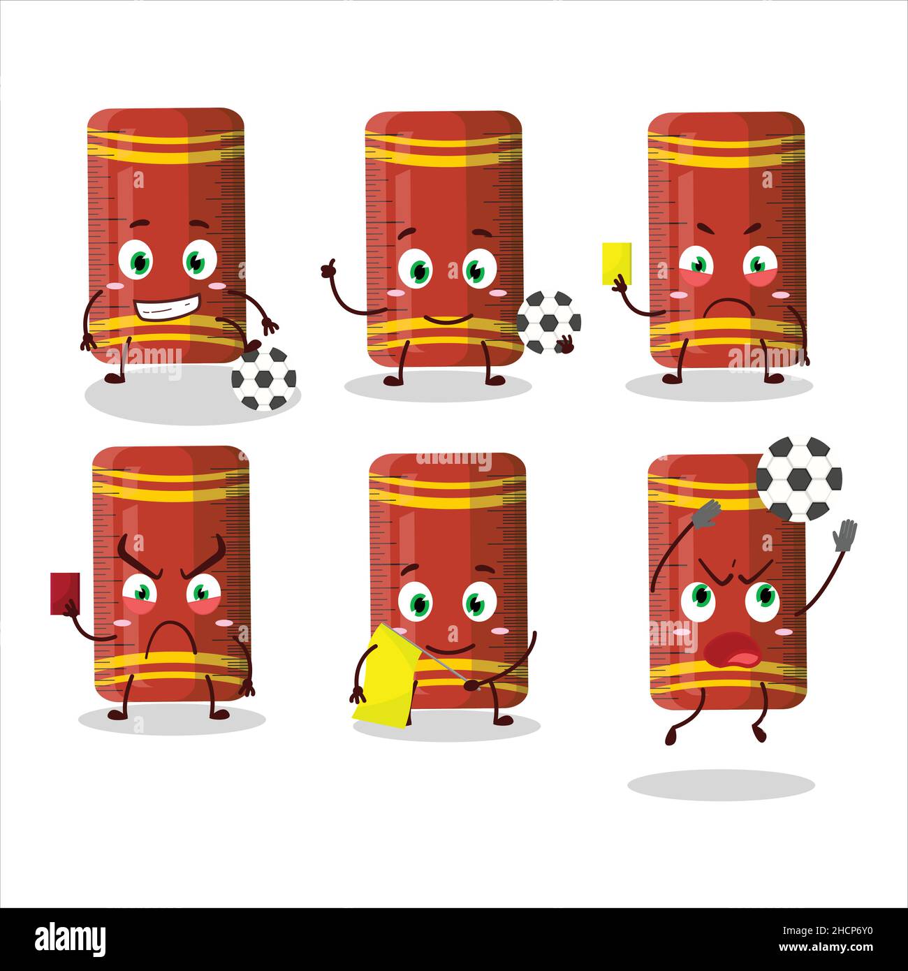 Red ruler cartoon character working as a Football referee. Vector ...