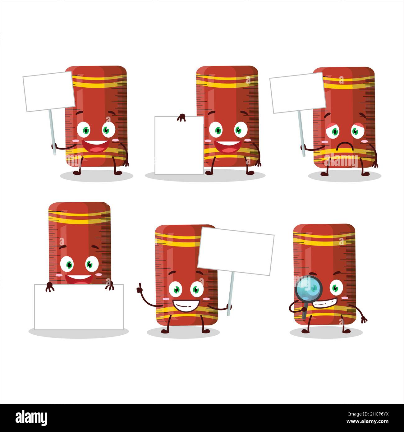 Red ruler cartoon character bring information board. Vector ...
