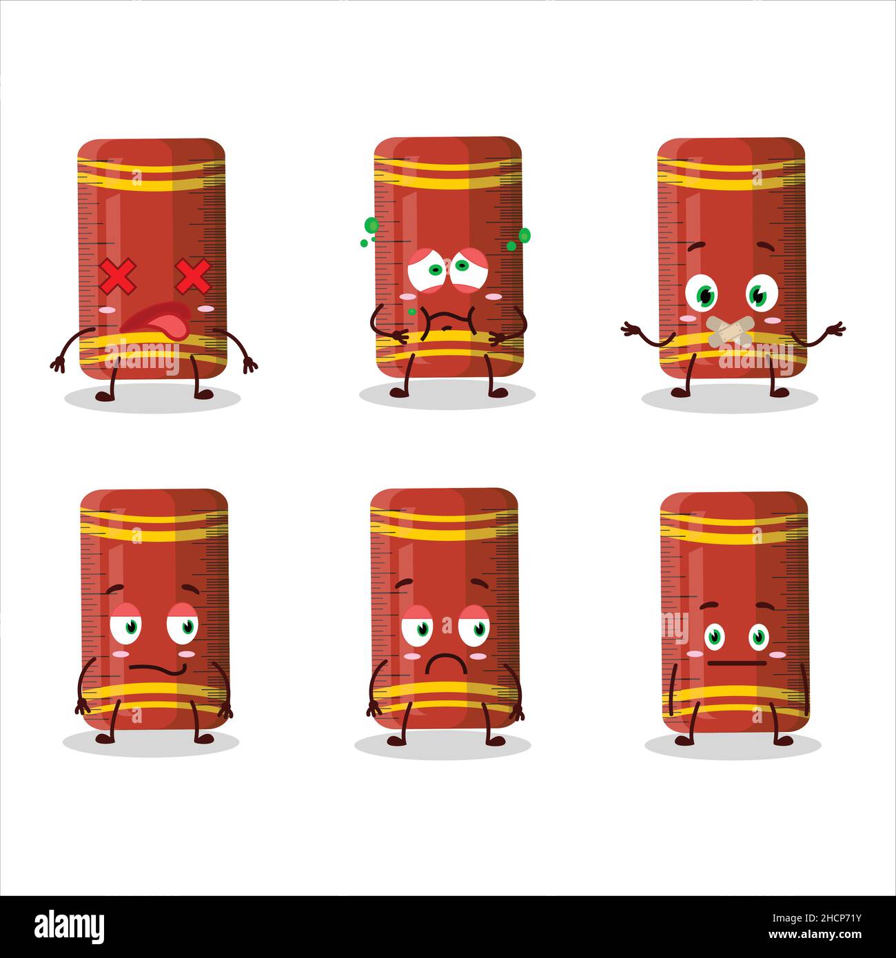 Red ruler cartoon character with nope expression. Vector illustration ...