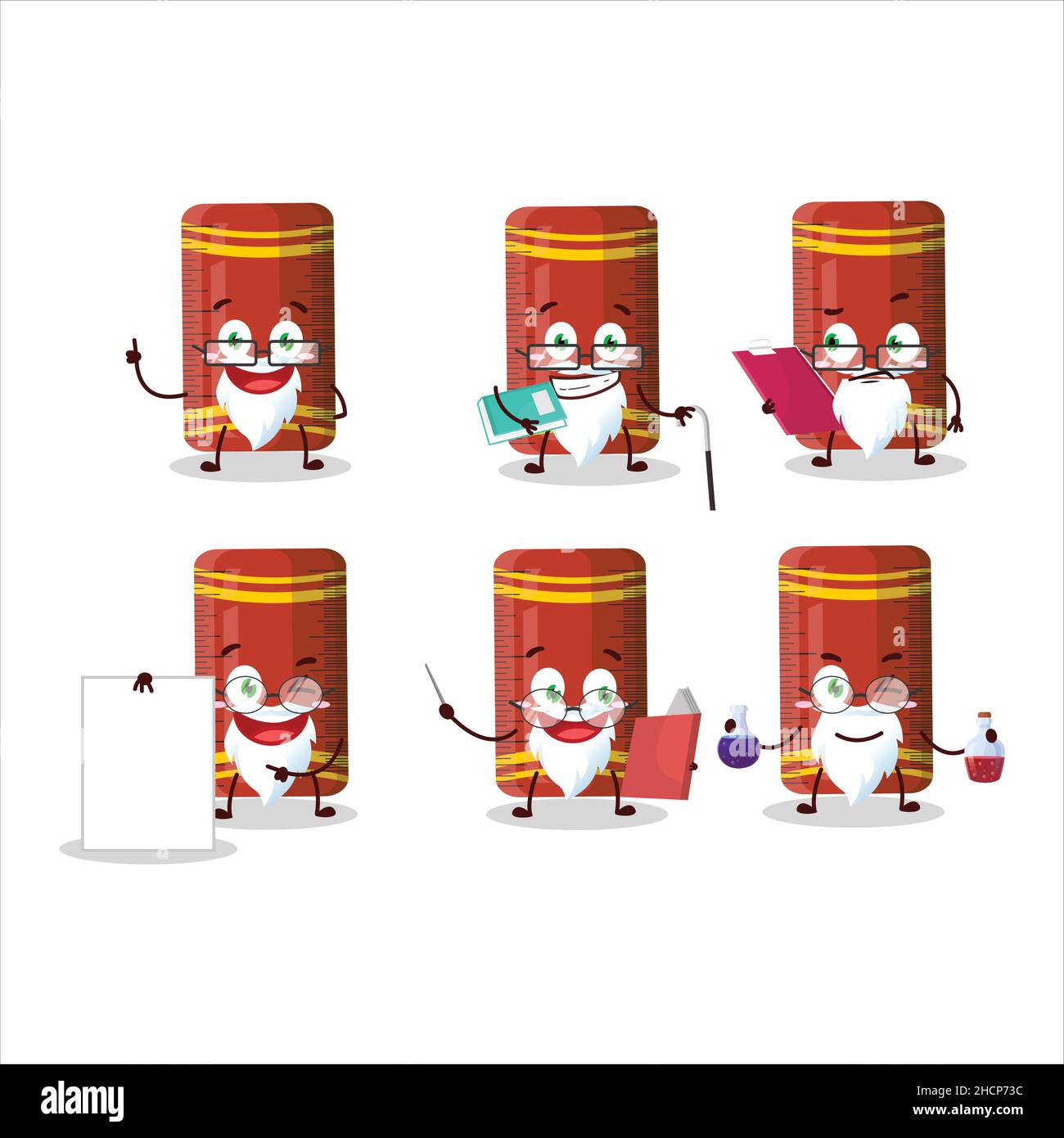 Professor red ruler academic cartoon character working on laboratory ...