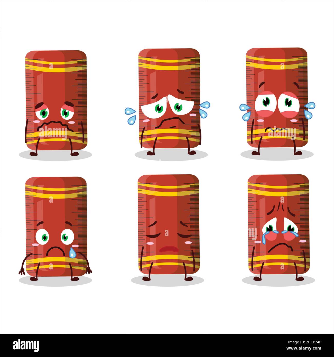 Red ruler cartoon character with sad expression. Vector illustration ...