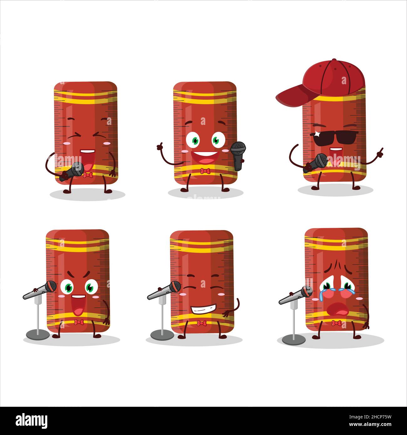 A Cute Cartoon design concept of red ruler singing a famous song ...
