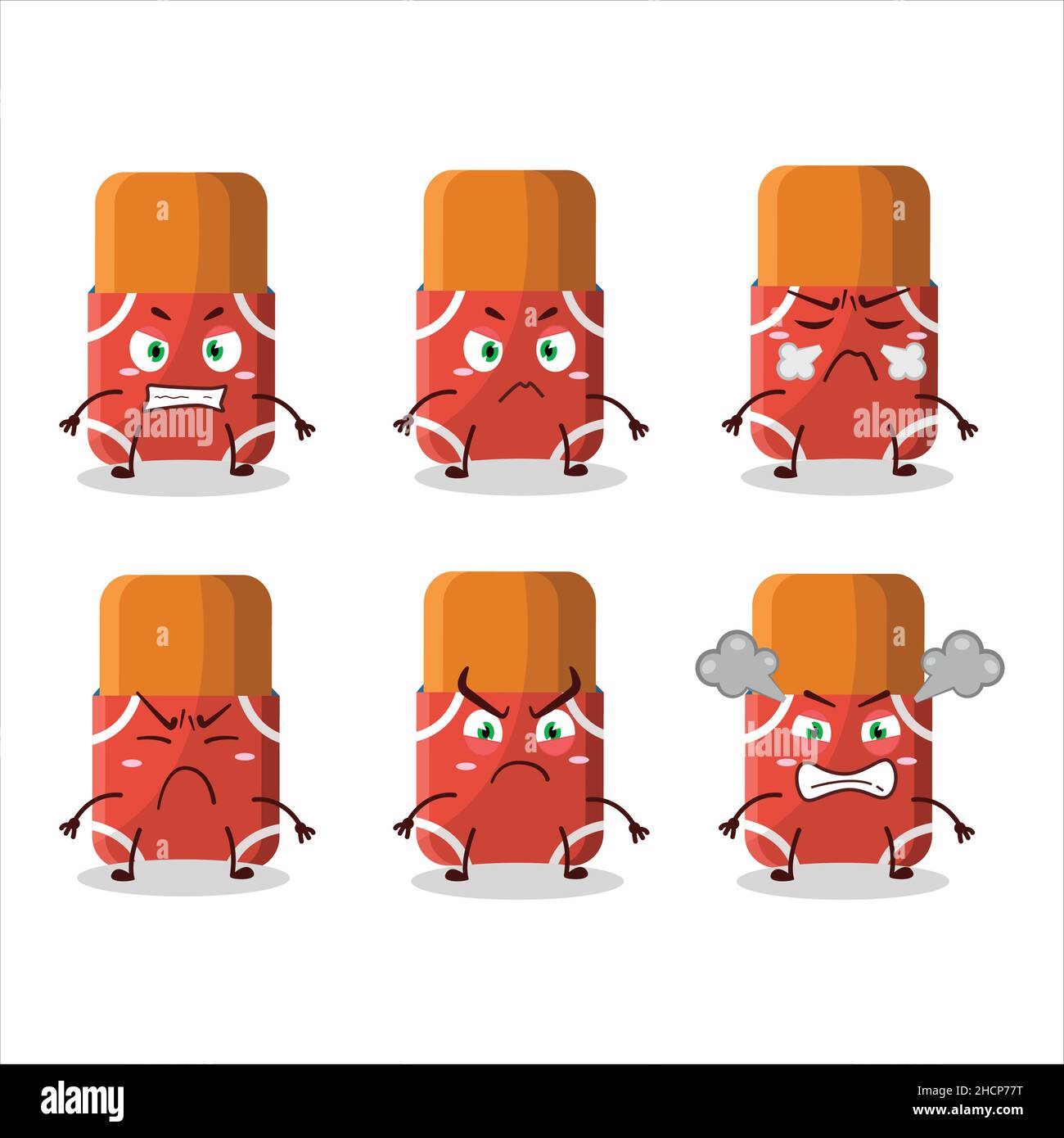 red eraser cartoon character with various angry expressions. Vector ...