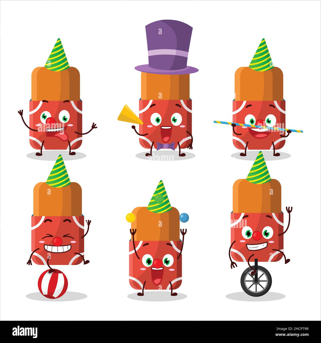 Cartoon character of red eraser with various circus shows. Vector ...