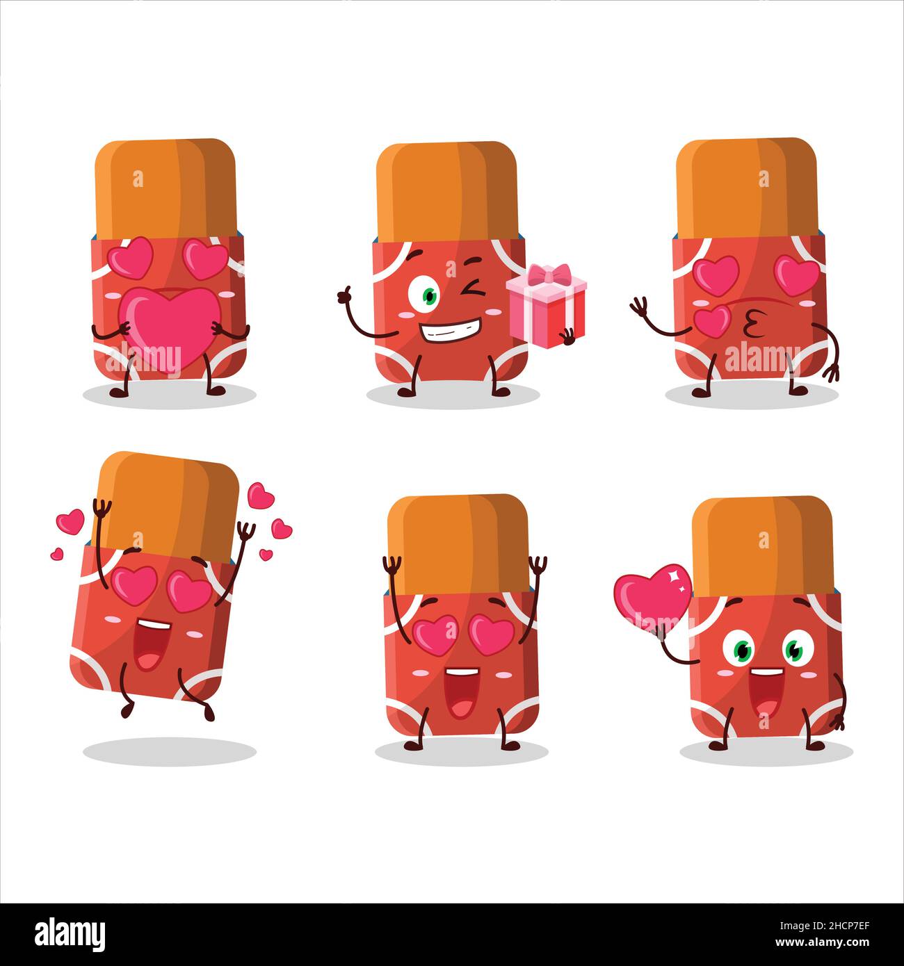 red eraser cartoon character with love cute emoticon. Vector ...