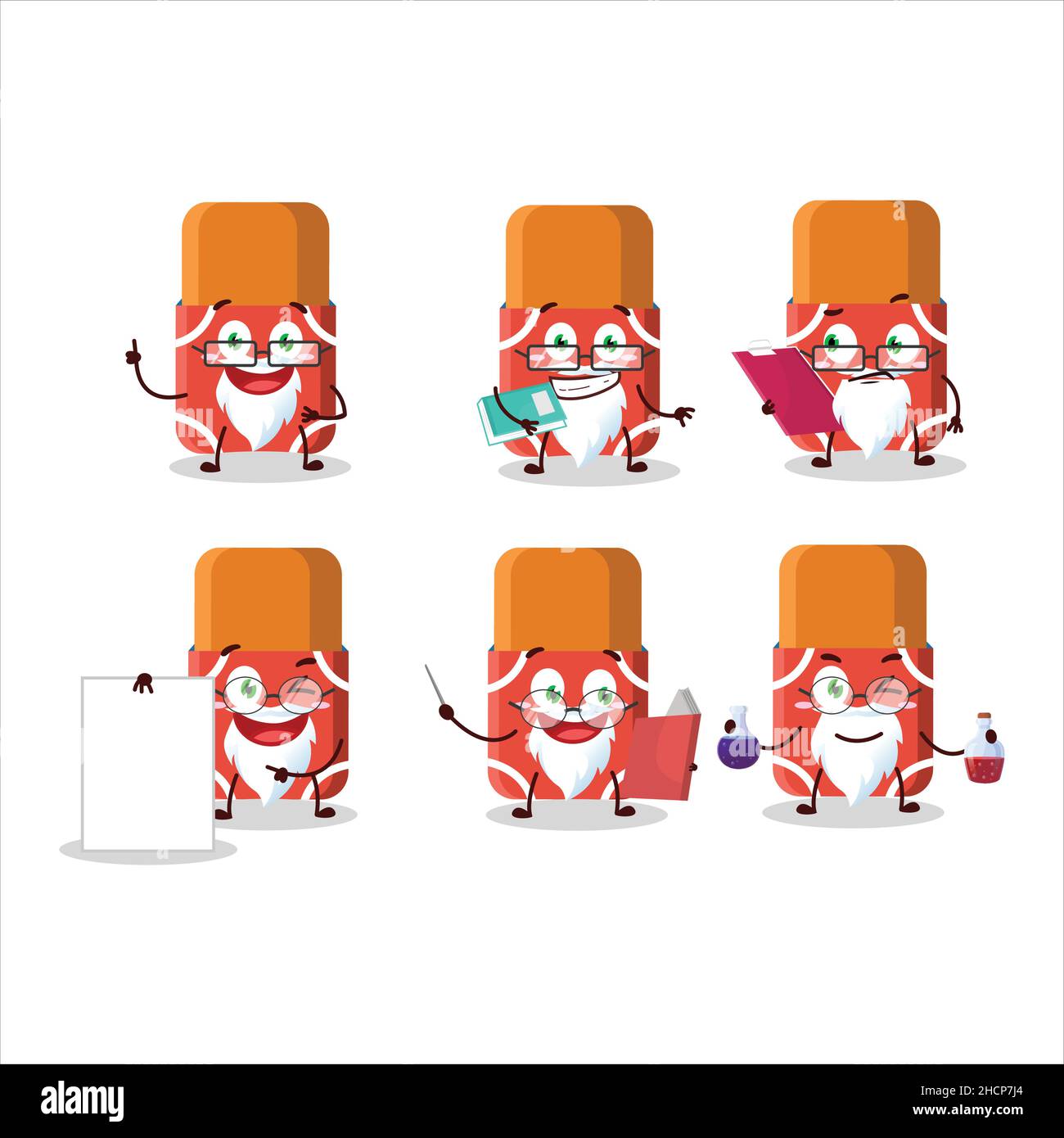 Professor red eraser academic cartoon character working on laboratory ...