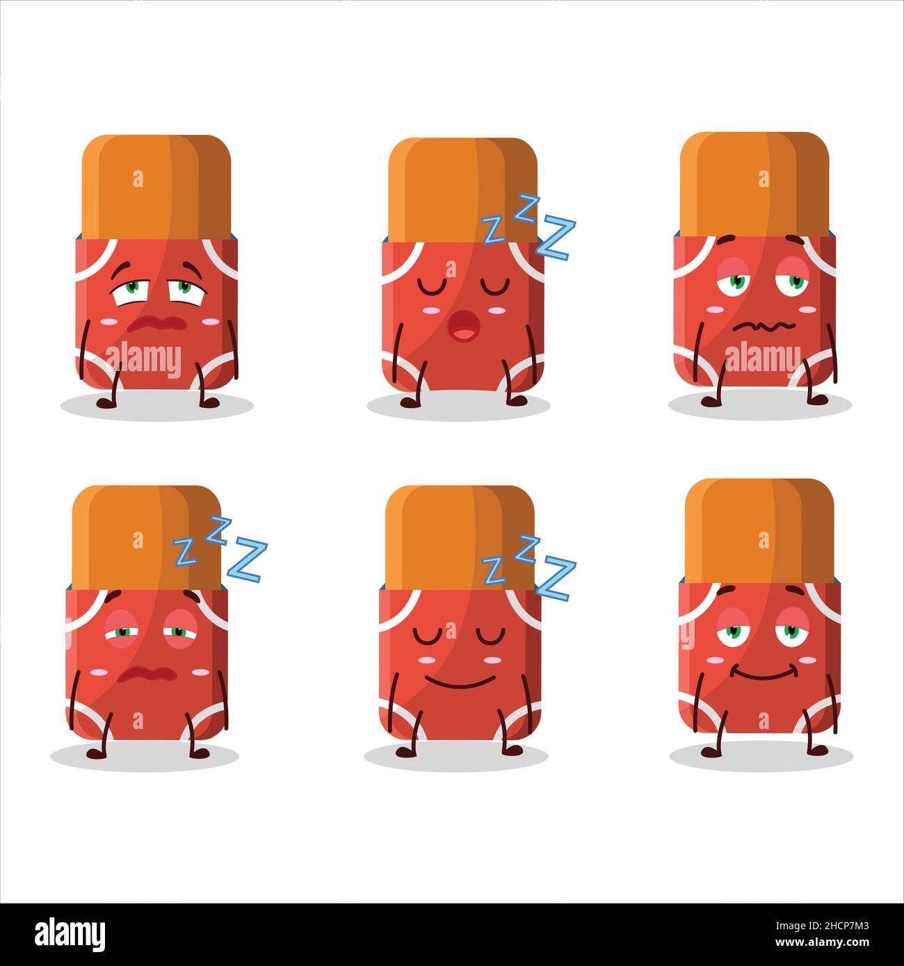 Cartoon character of red eraser with sleepy expression. Vector ...