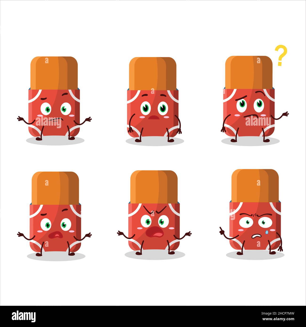Cartoon character of red eraser with what expression. Vector ...
