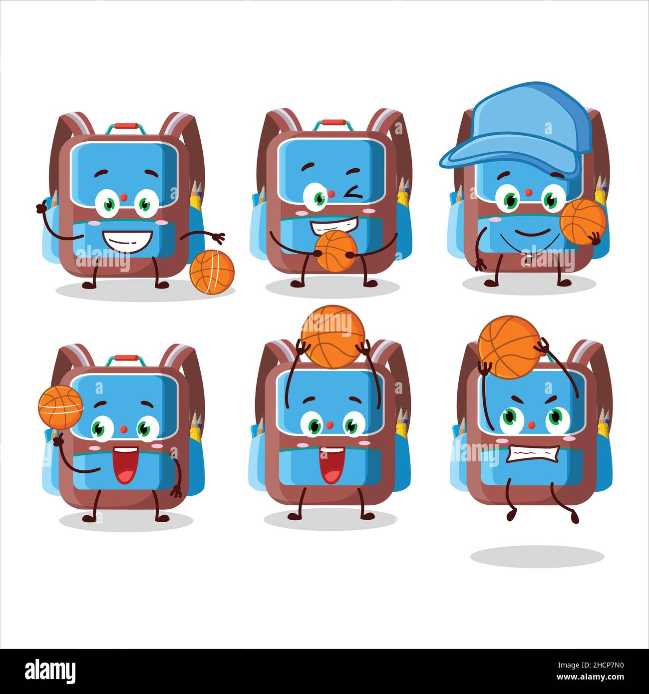 Talented backpack children cartoon character as a basketball athlete ...
